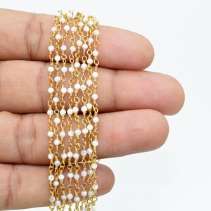 Moonstone 2mm Beaded Chain,moonstone Rosary Chains,gold Plating Wire ...