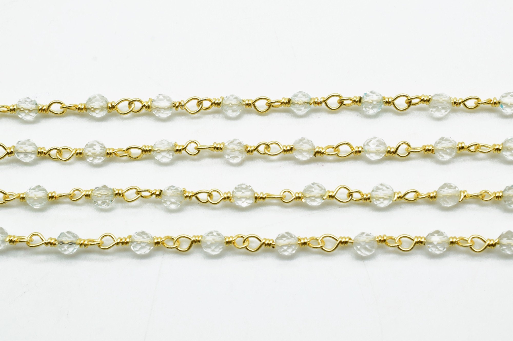 Crystal 3mm Beaded Chain,rosary Bead, Cut Glass, Super Sparkly, by Foot ...