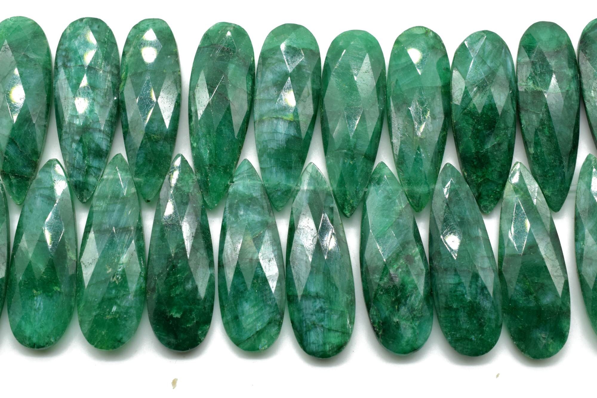 Emerald Long Drop 10x30mm Briolettes,emerald T Drilled Briolette ...