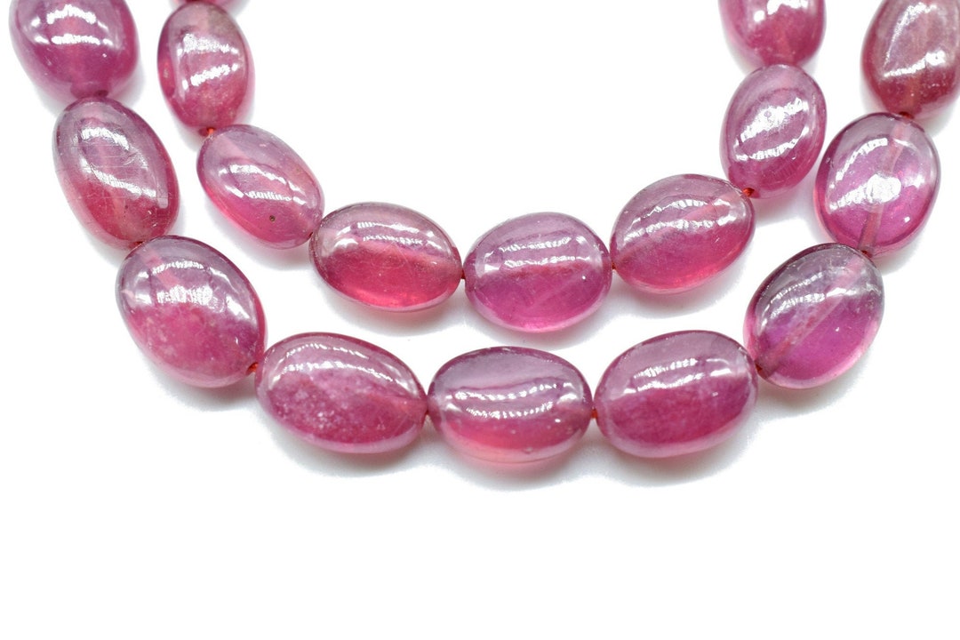 Pink Jade Smooth Oval Nuggets Natural Pink Jade Handmade Necklace Pink ...