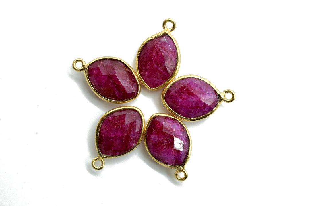 Ruby 10x13mm Eye Shape Single Bail Charms,ruby Eye Shape Gold Plated ...