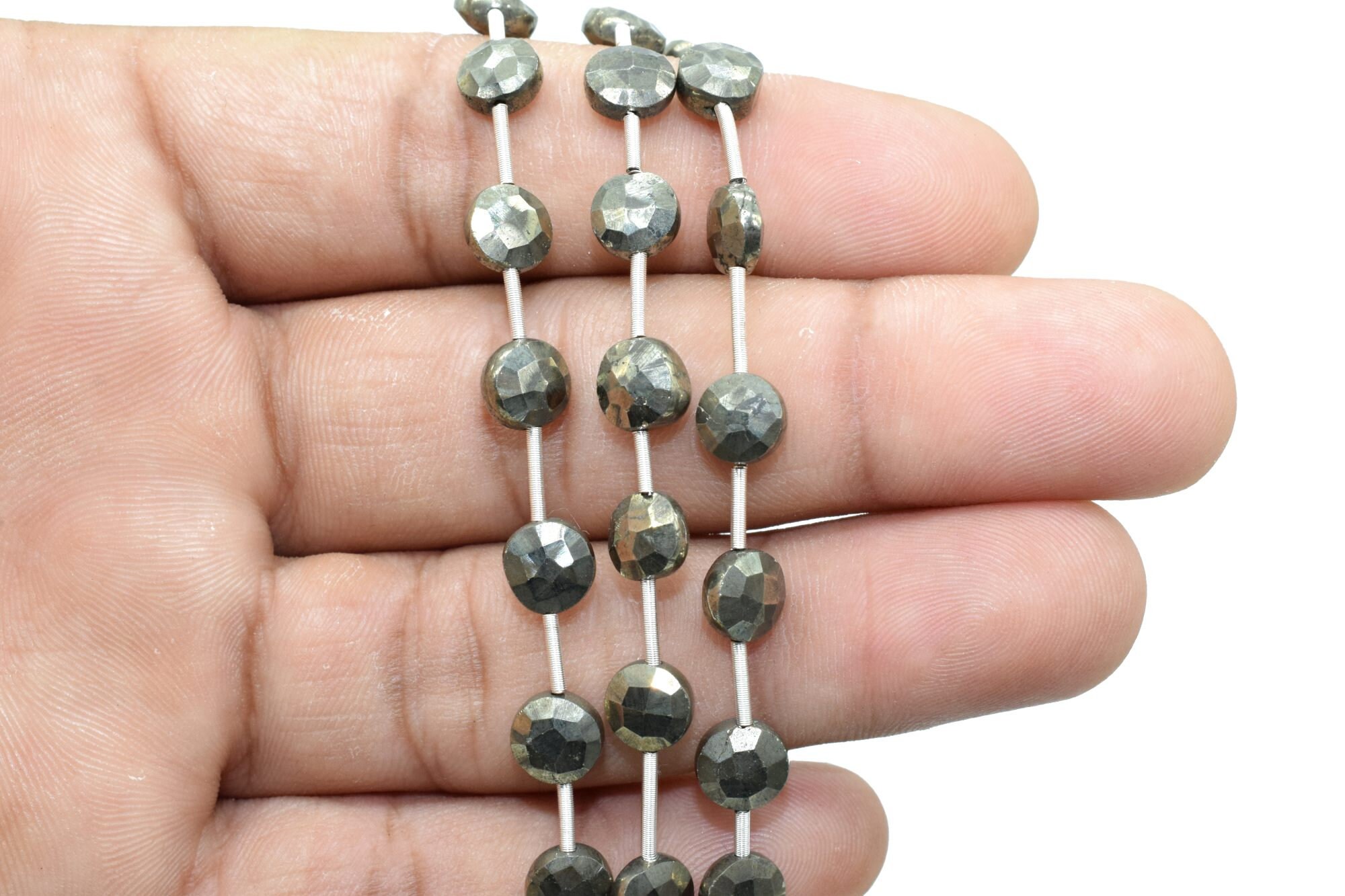 Natural Pyrite coin Shape BriolettesVertical Top Drilled | Etsy