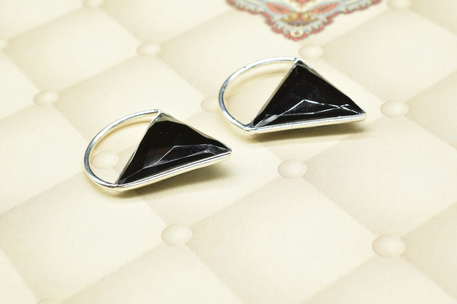Black Onyx Triangle Connector Triangle Pendant | Etsy