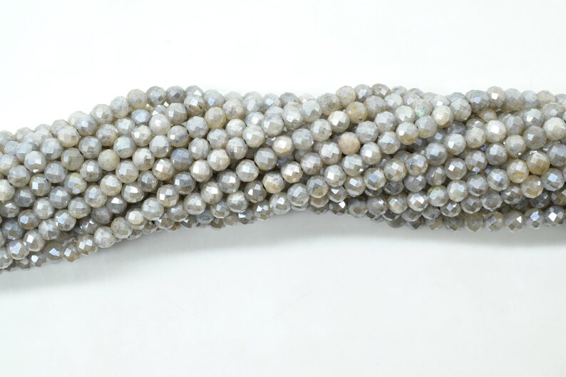 Labradorite Coated Faceted Beadssilver Coated Beads3mm - Etsy