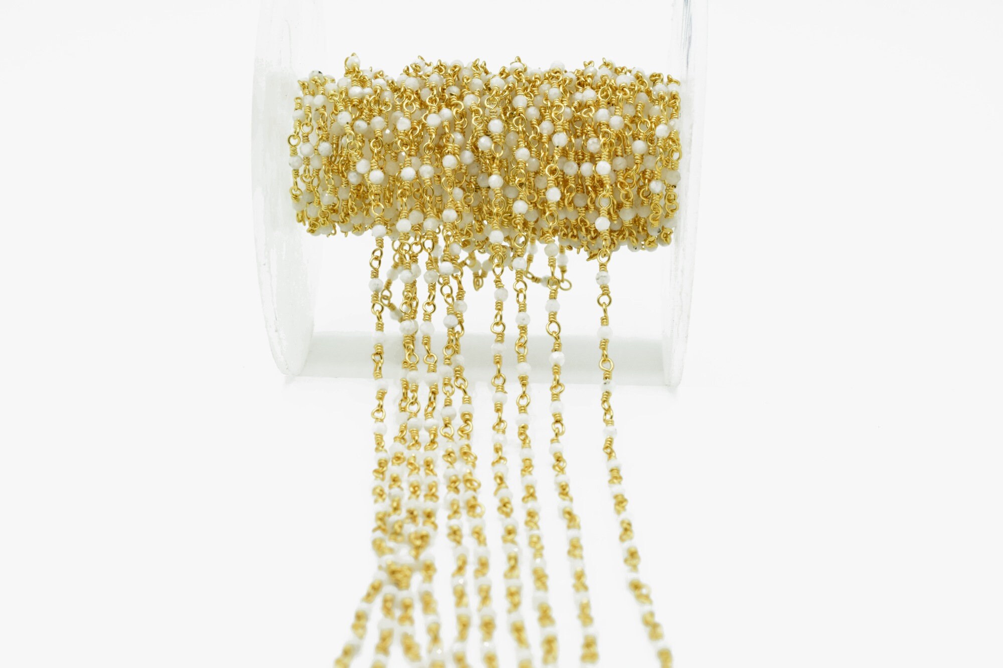 Moonstone 2mm Beaded ChainMoonstone Rosary ChainsGold | Etsy