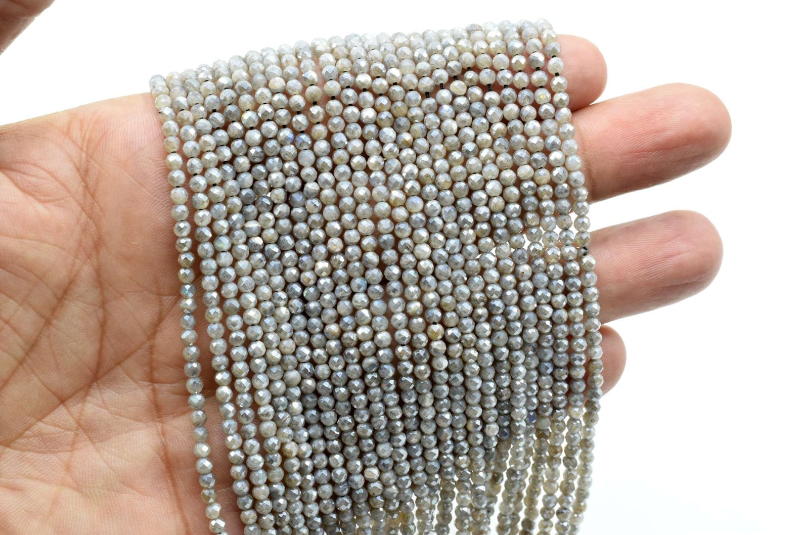 Labradorite Coated Faceted Beadssilver Coated Beads3mm - Etsy