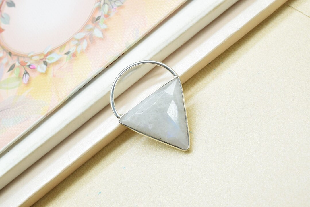 Moonstone Triangle Connector, Triangle Pendant Component,handmade ...