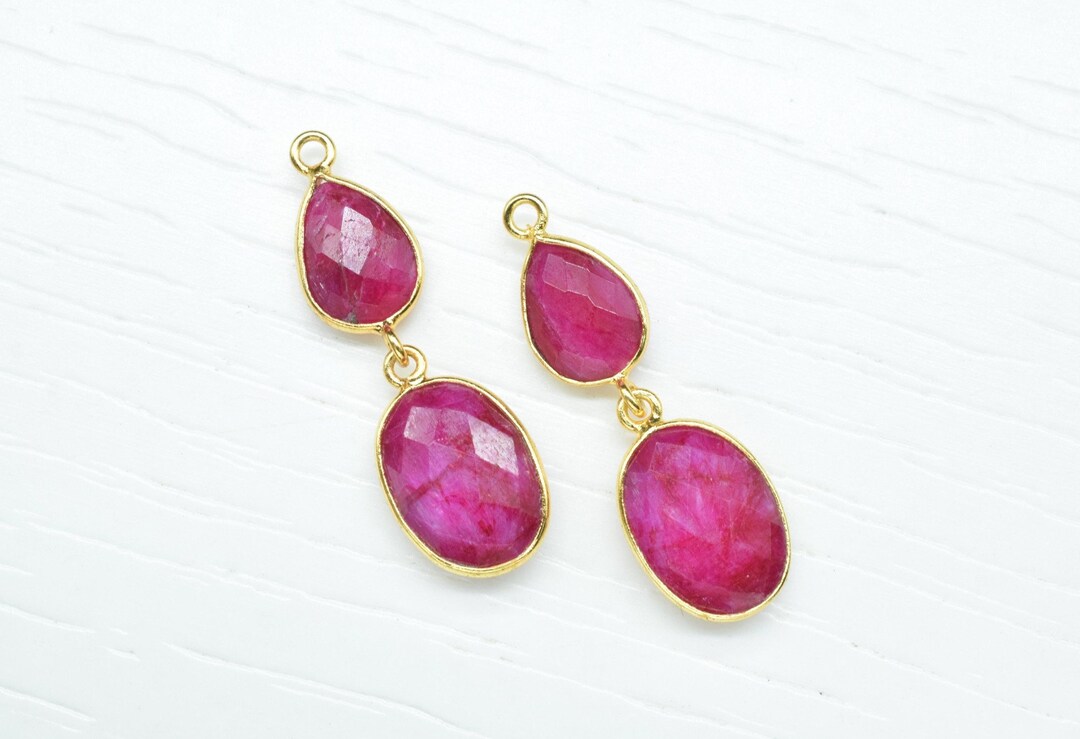 Natural Ruby Dangle Component Earring,handmade Bezel Jewelry,multi ...