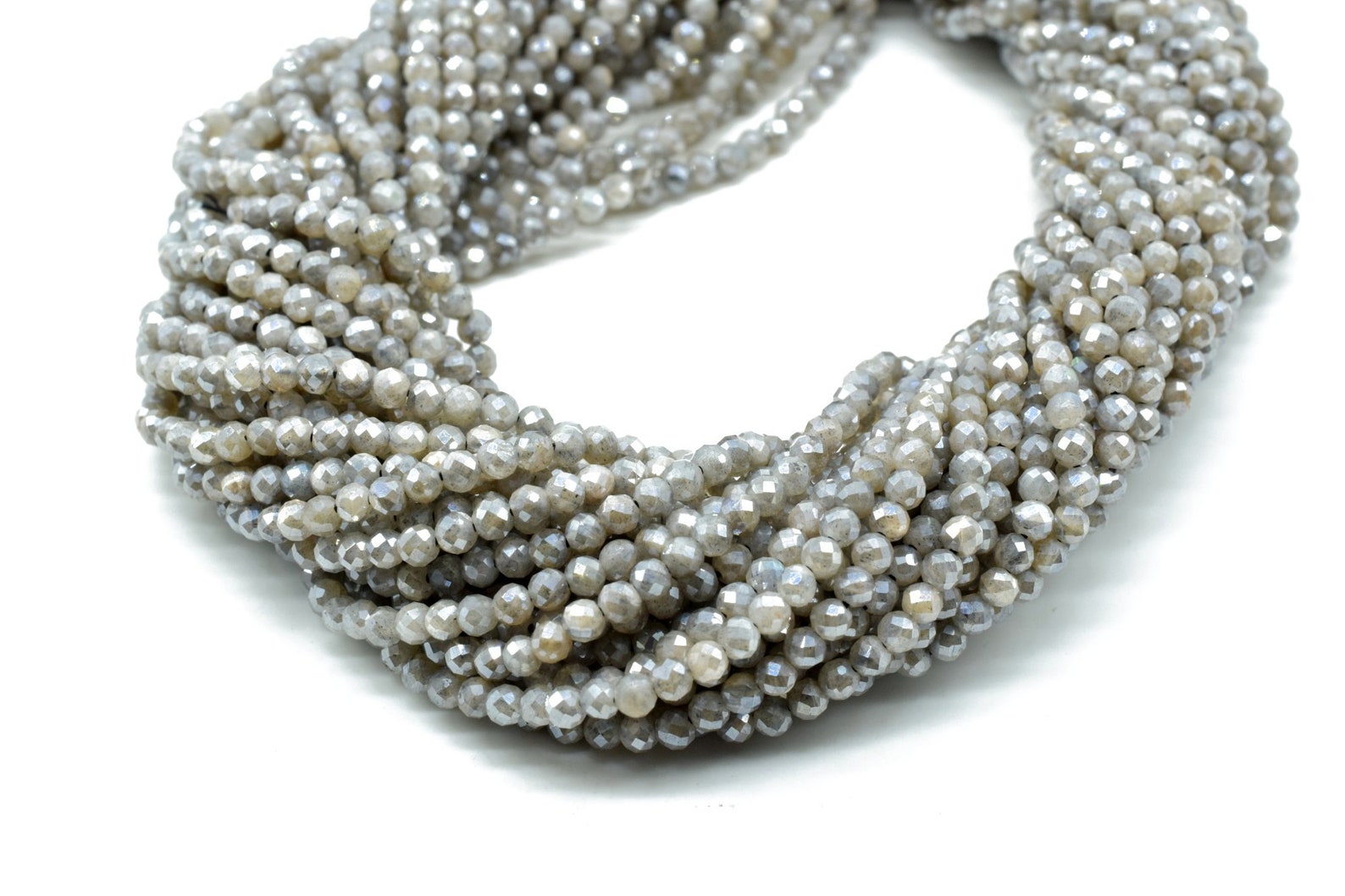 Labradorite Coated Faceted Beadssilver Coated Beads3mm - Etsy