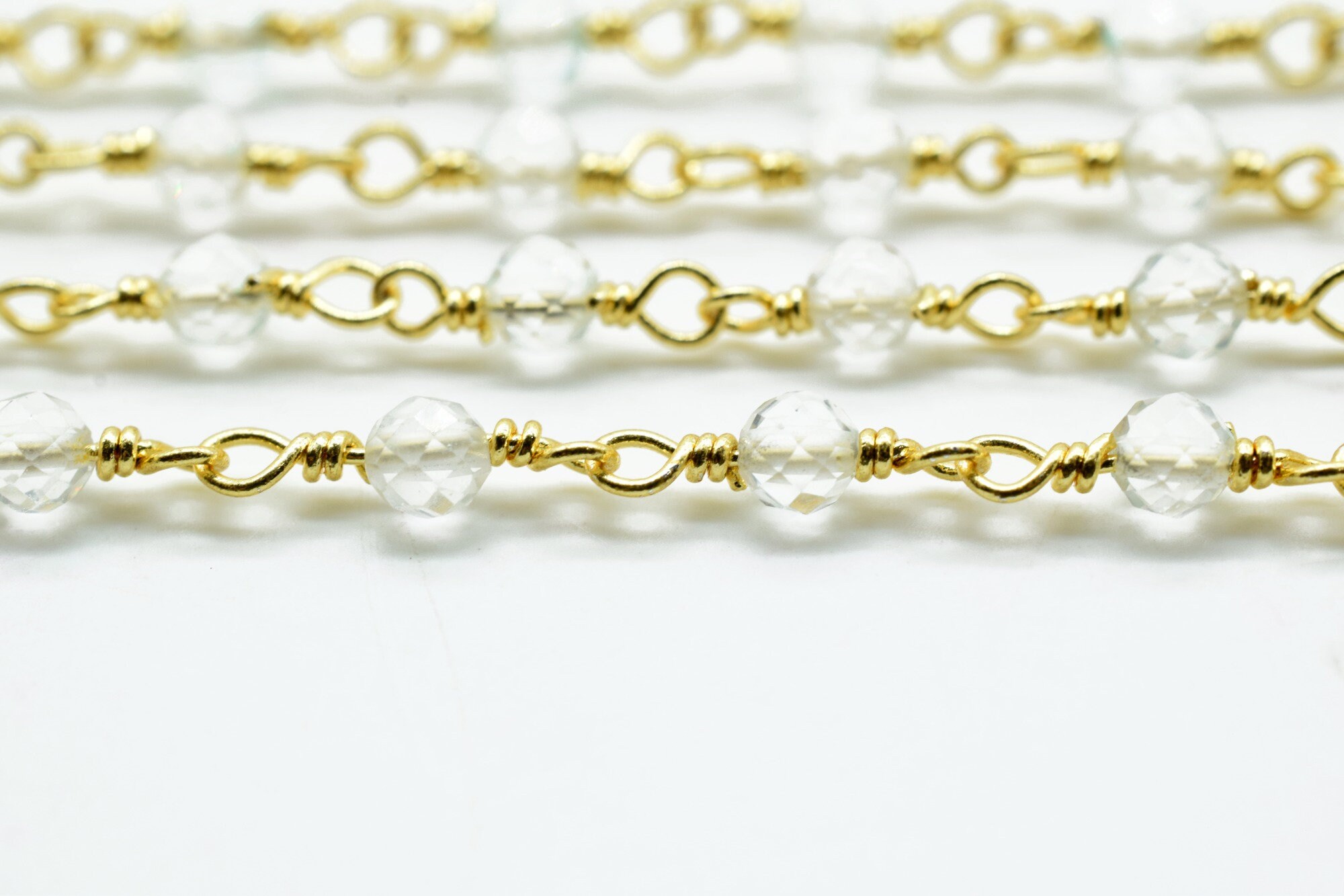 Crystal 3mm Beaded Chain,rosary Bead, Cut Glass, Super Sparkly, by Foot ...