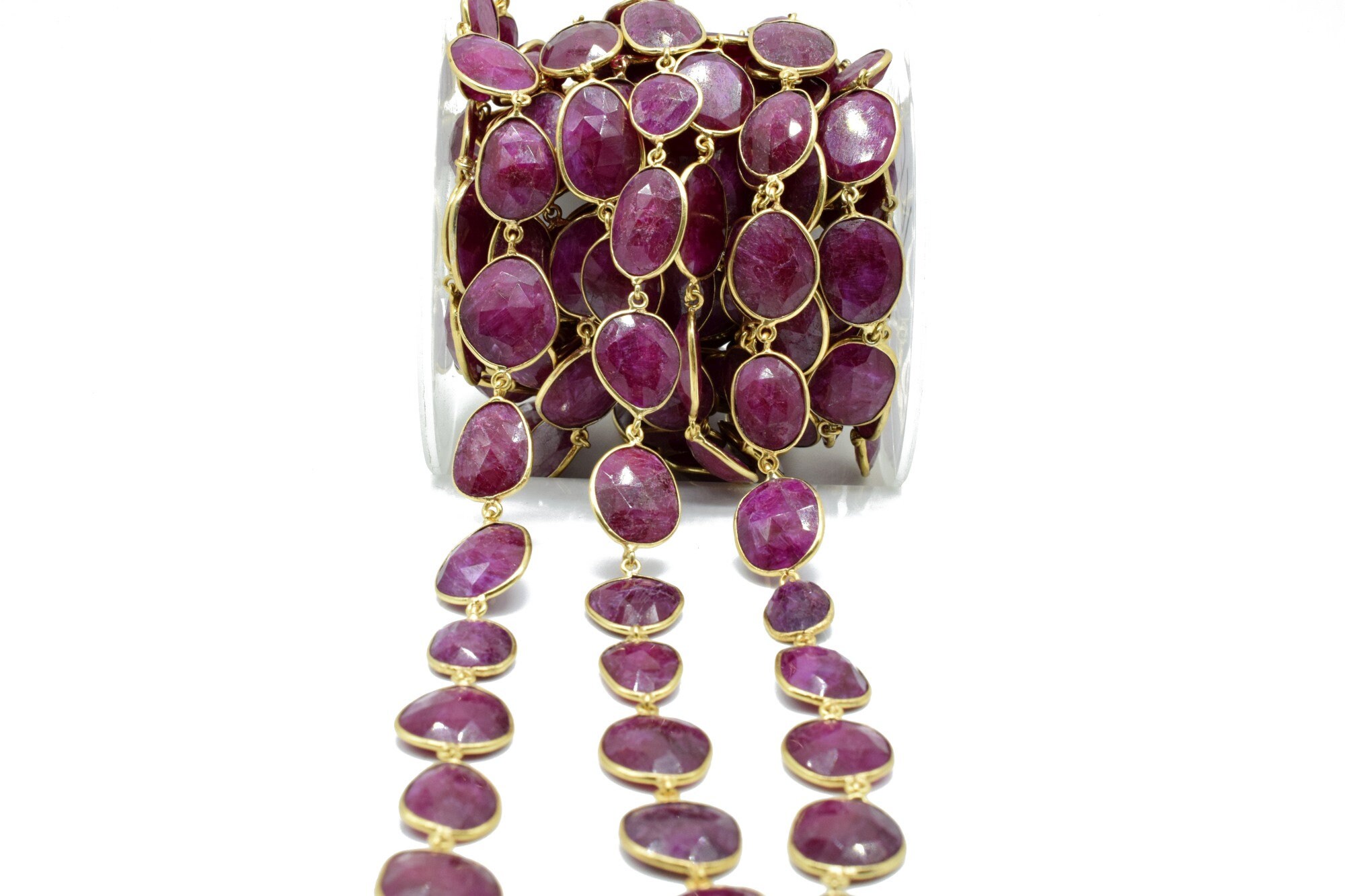 Ruby Connector Link Chain-ruby Bezel Chain,ruby Free Shape Connector ...
