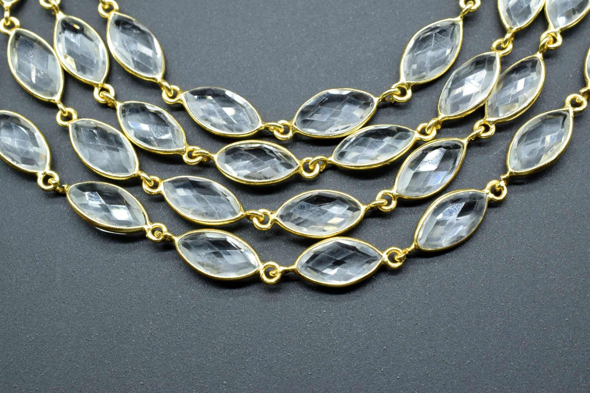 Crystal Quartz Bezel Chain I Handmade Bezel Link Chain I Clear - Etsy UK