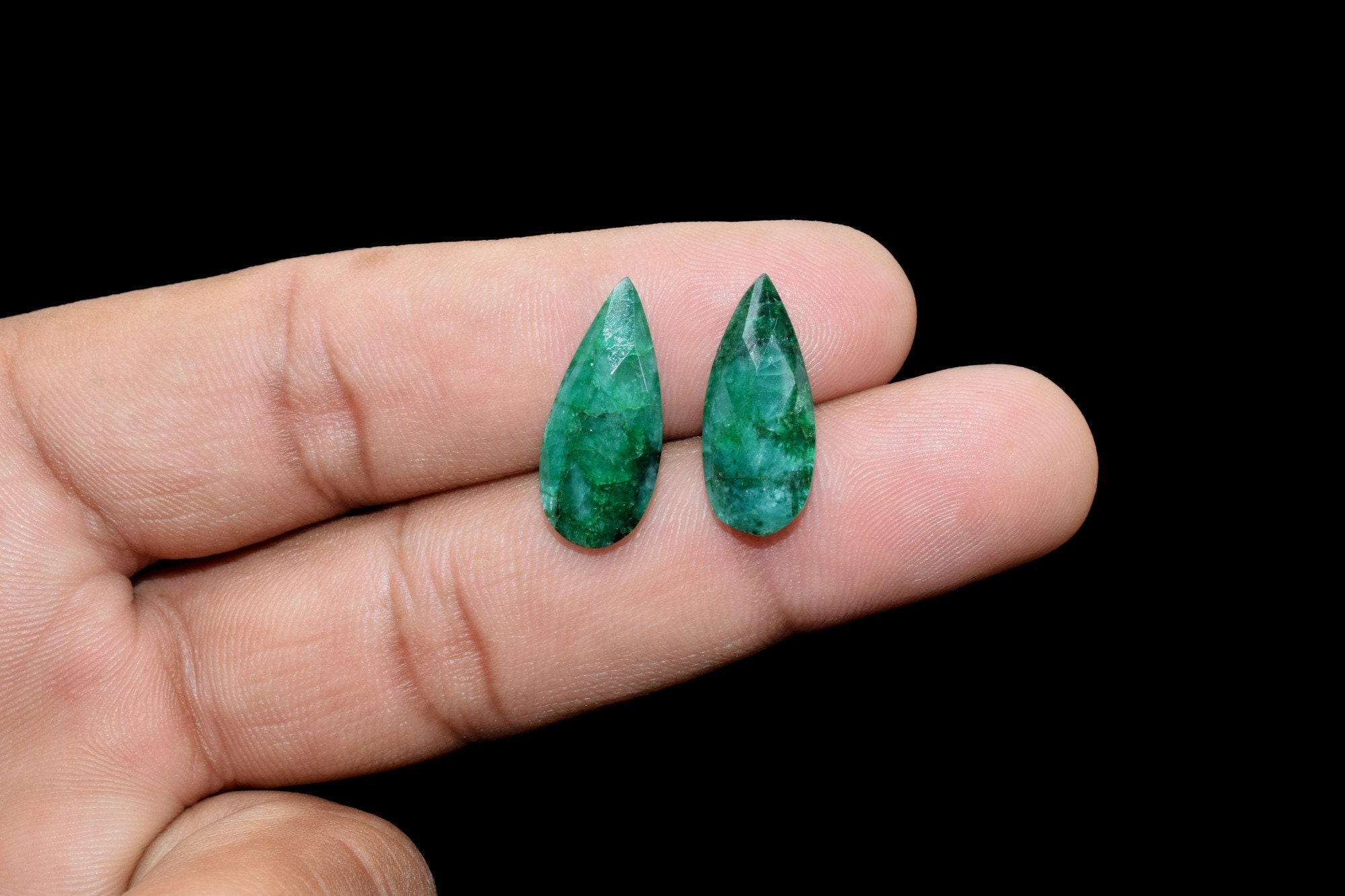 Natural Emerald Faceted Pear Shape Briolettes,8x20mm Teardrop Beads ...