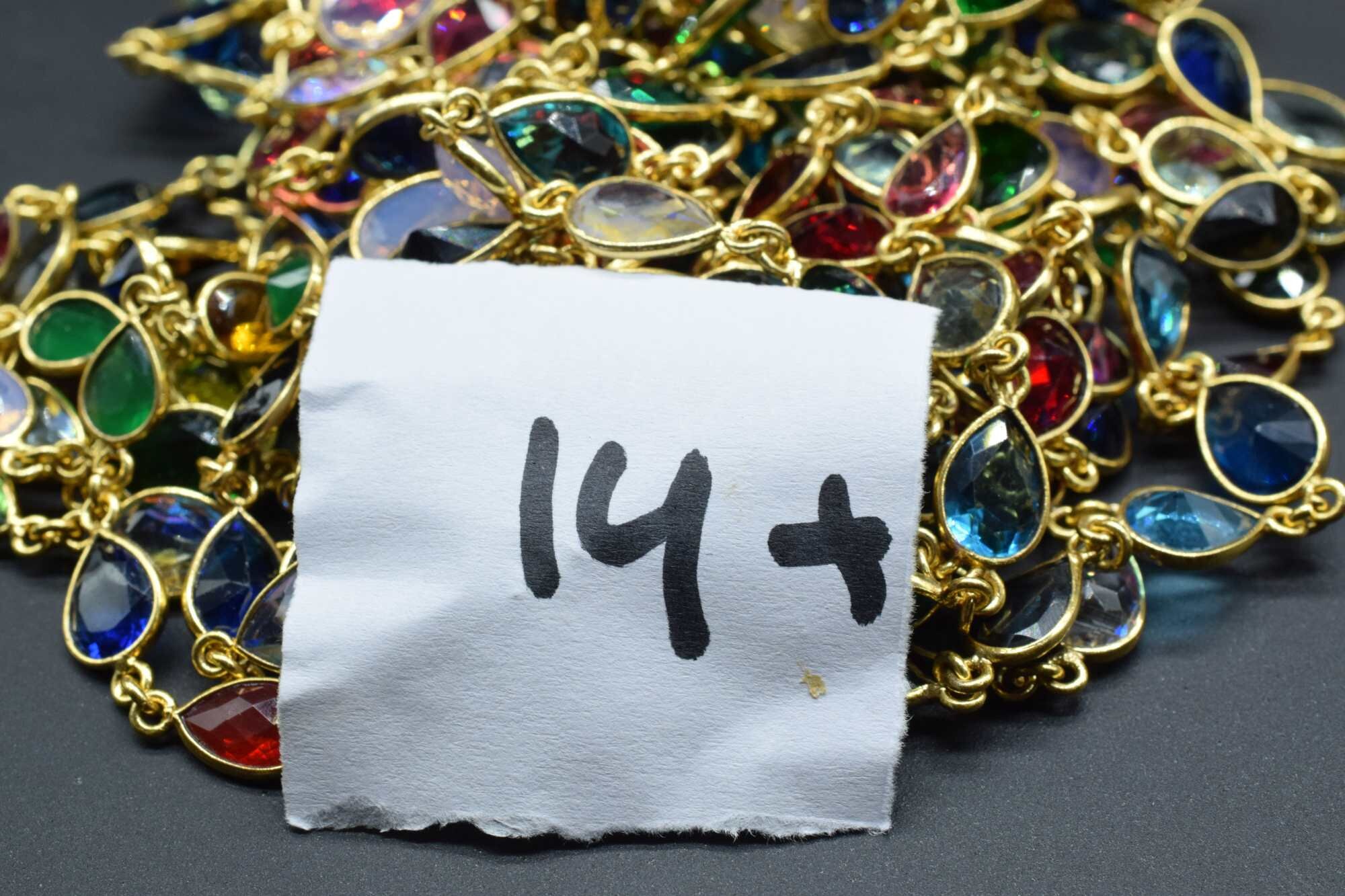 Multi Stone Faceted Bezel Link Connectors Chain Gold Plated | Etsy