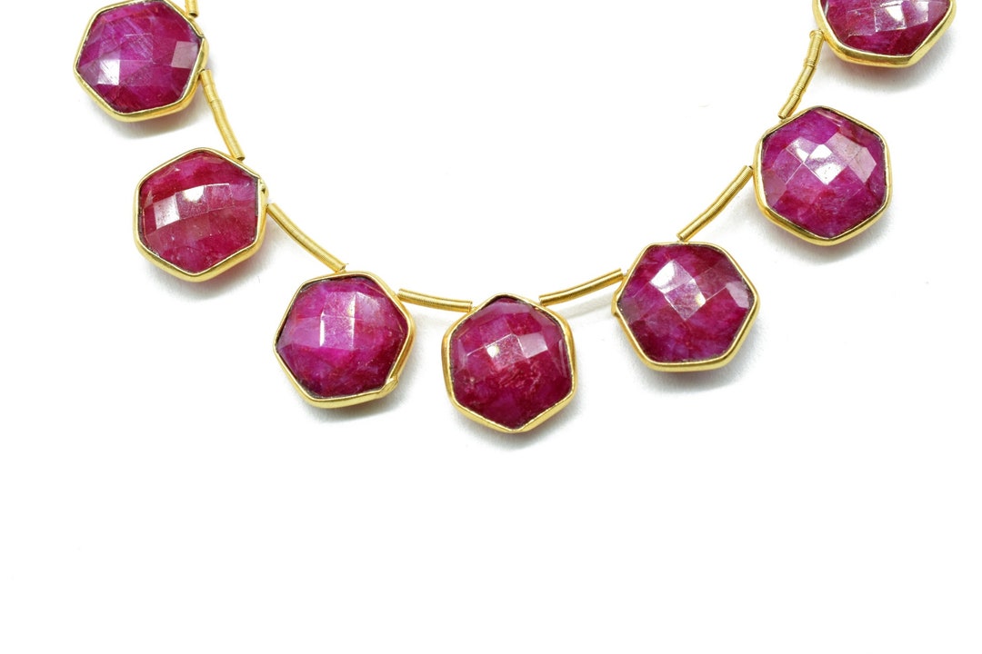 Ruby 10mm Faceted Hexagon Shape Single Bail Connector ,single Bail ...