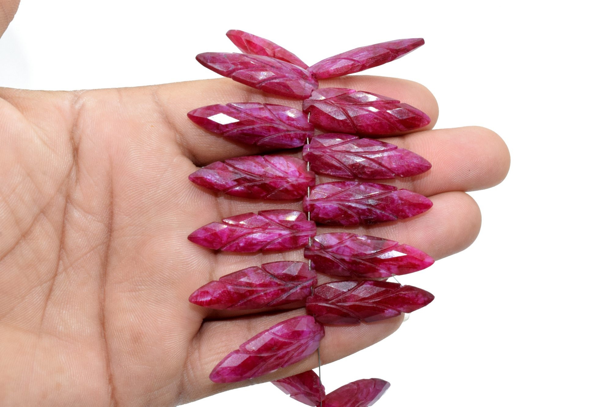 Natural Ruby 10x30mm Carved Briolettes,,gemstone Briolettes,ruby Carved ...