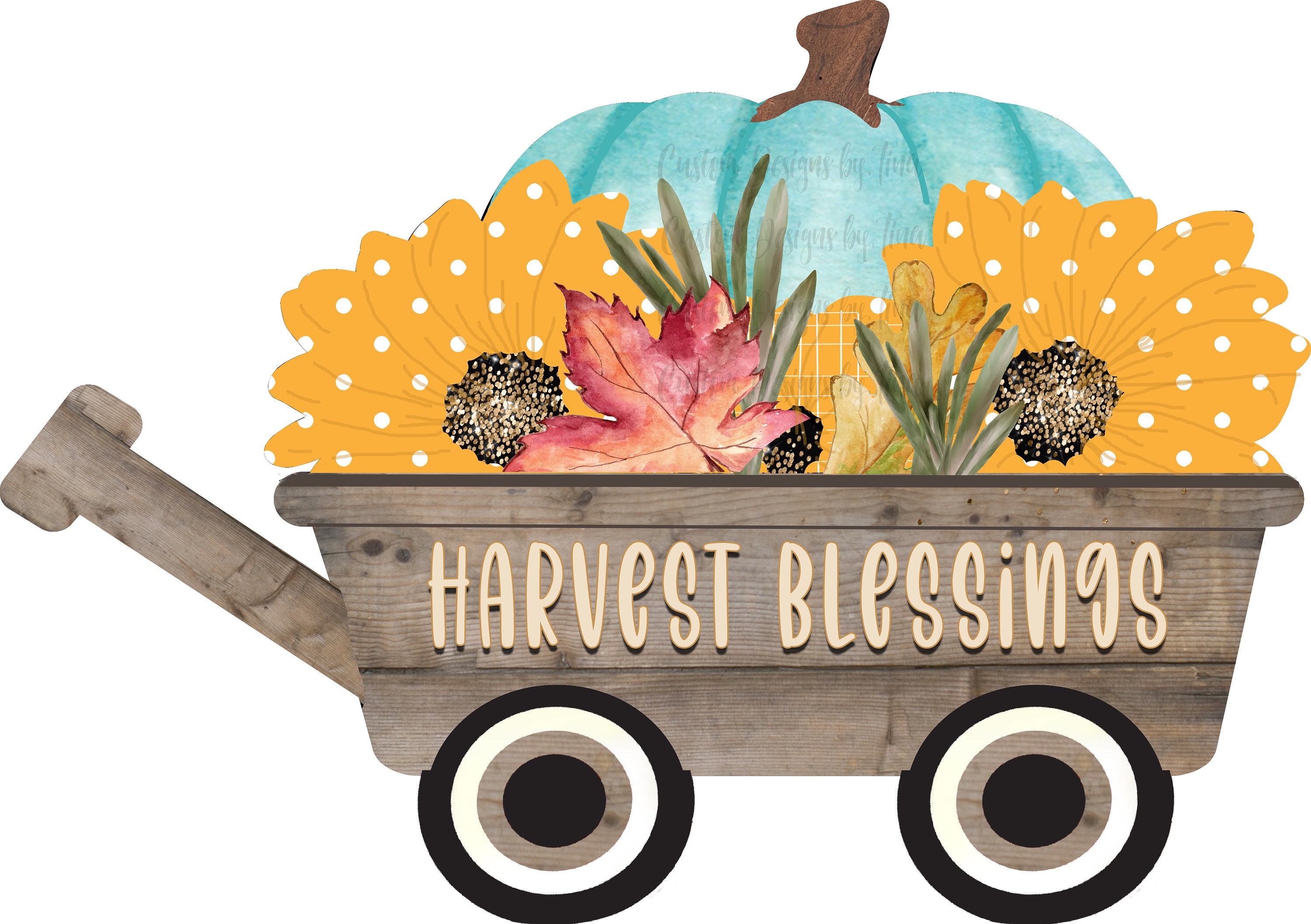Fall Wagon Pumpkins Sunflowers Harvest Blessings & Blank - Etsy New Zealand