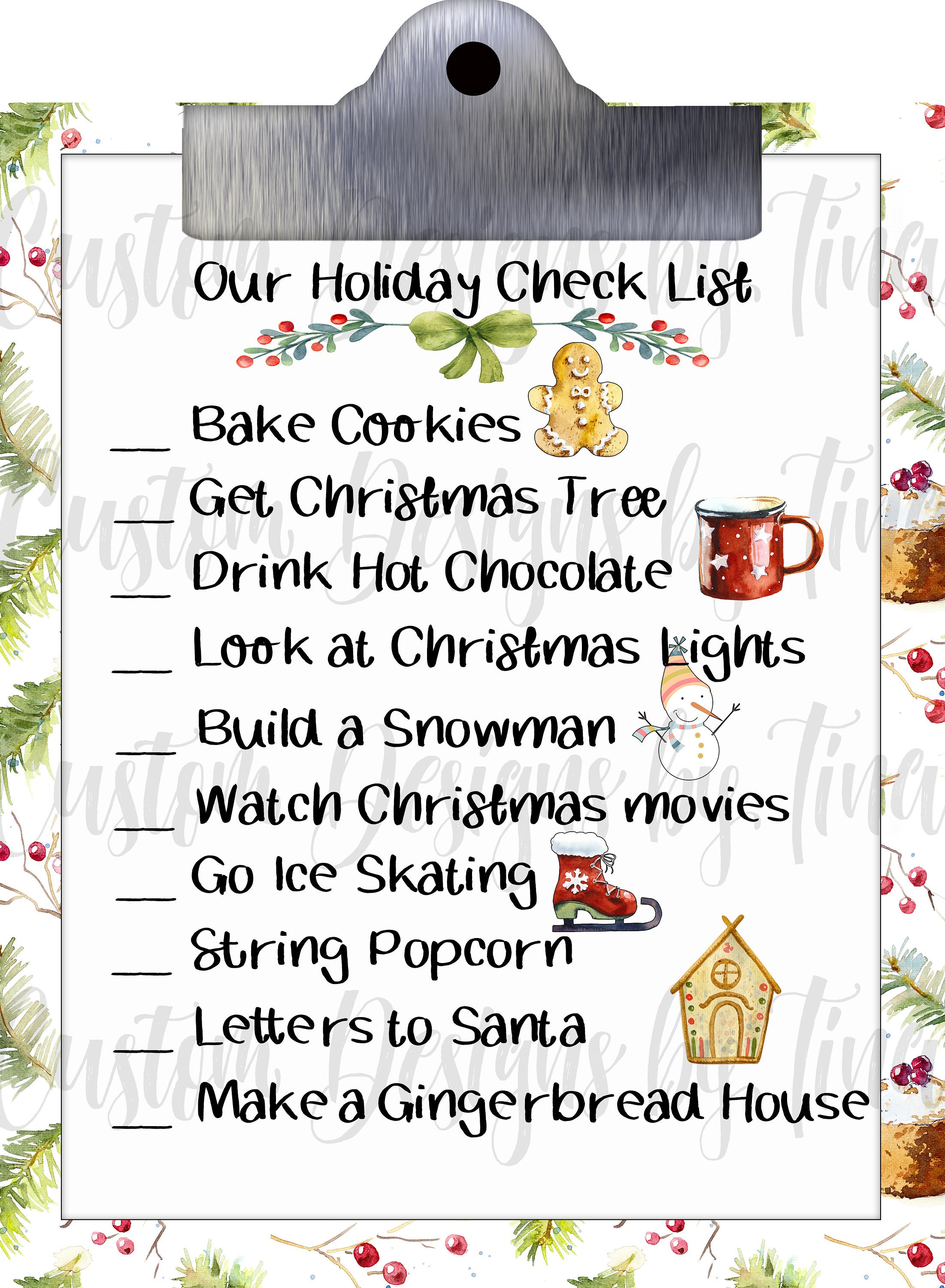 Holiday Check List Digital Sublimation Design for Slinging - Etsy