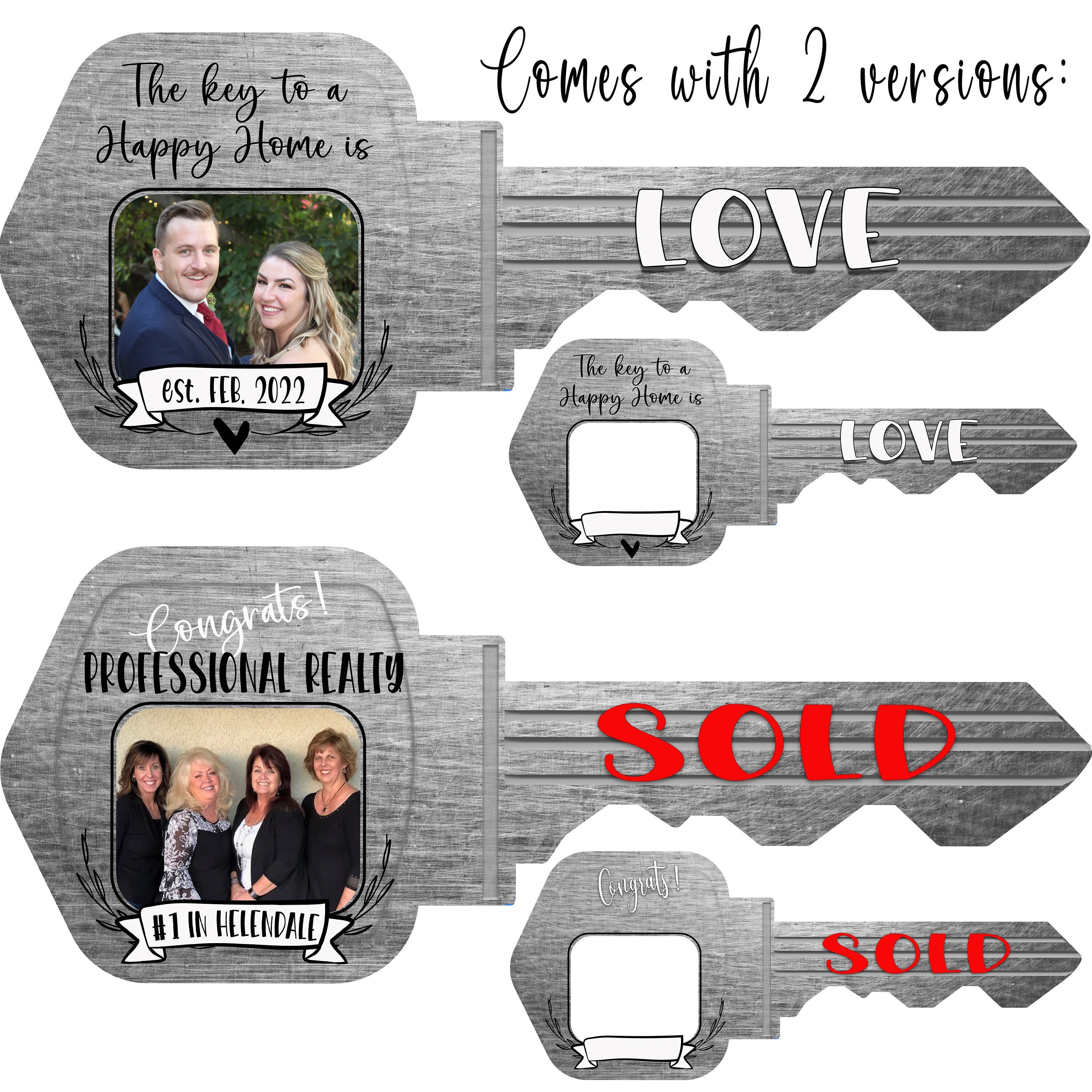 2 Design Options for Key Blank Realtor Sold Prop New Home Estab. Gift ...