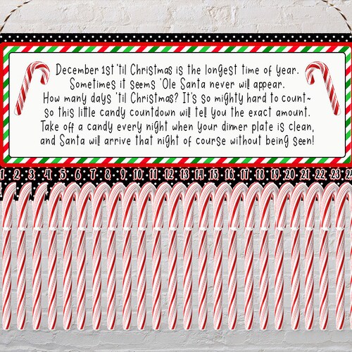 CANDY CANE COUNTDOWN 8.5x11-friendly 2 Christmas Designs - Etsy