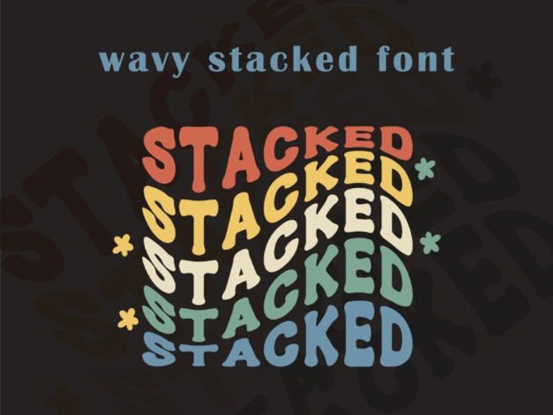 Wavy Font, Wavy Text, Wavy Font Bundle, Font Bundles, Font Bundle, Wavy Fonts, Stacked Fonts ...