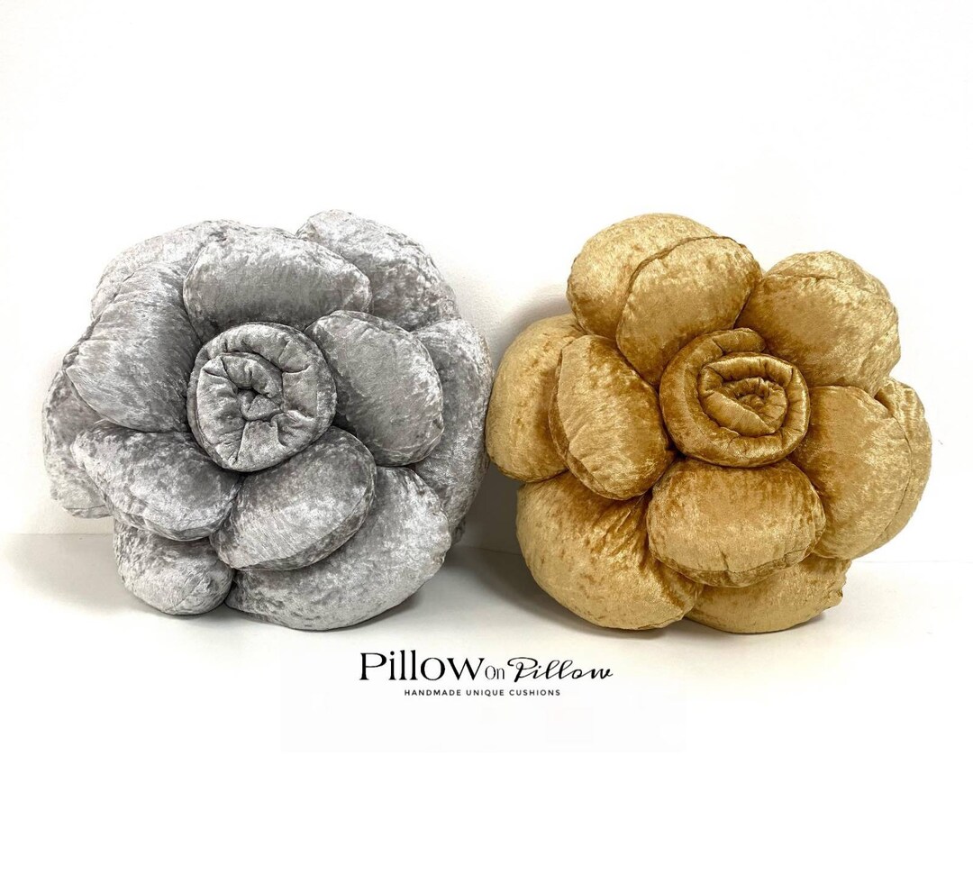 Luxury SILVER GOLD Rose,reversible Cushion,rose Shape Pillow,giant ...