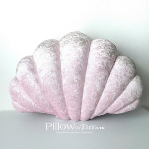 Seashell Velvet Cushion,shell Shape Pillow,baby PINK Decorative Cushion ...
