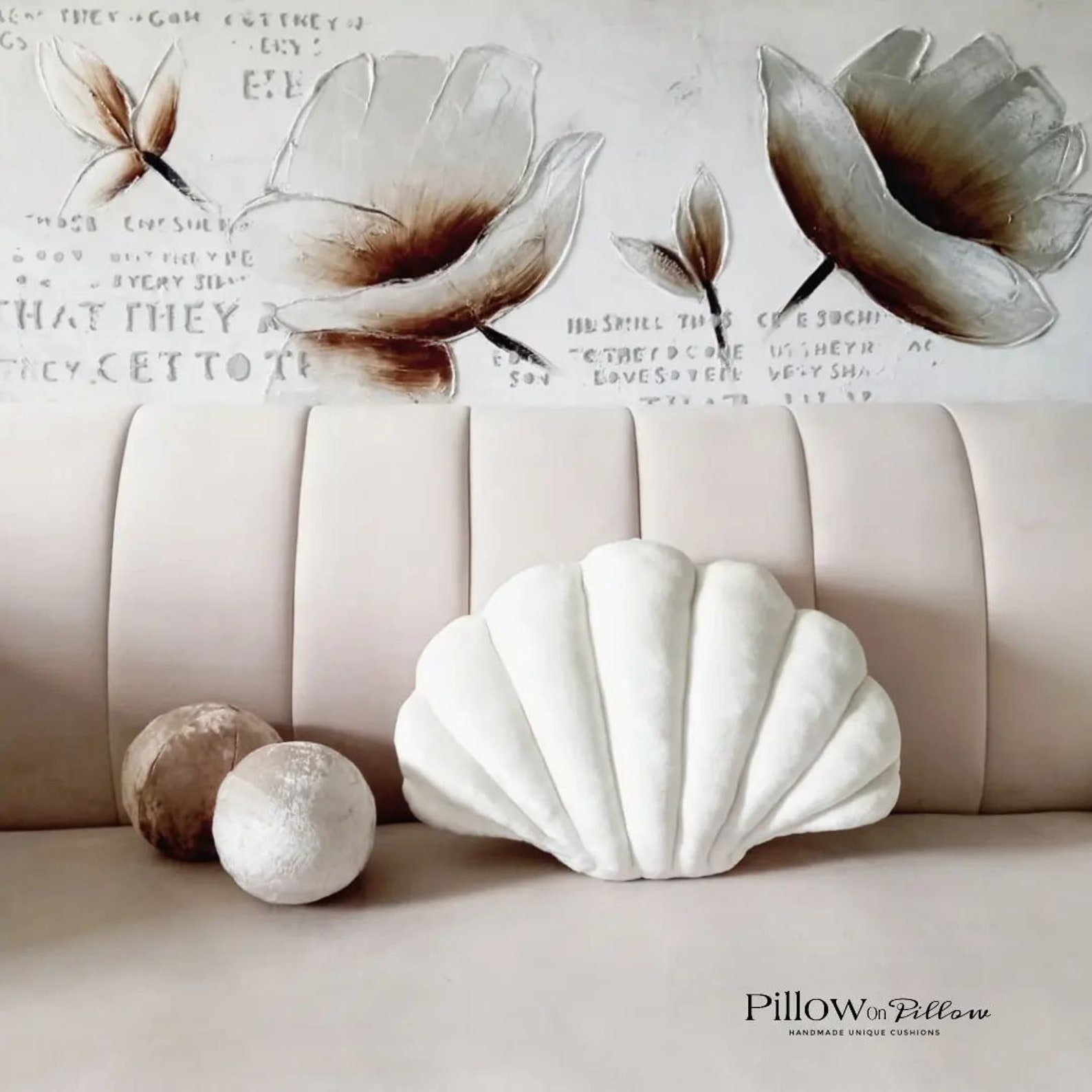 Cushion Seashell, WHITE Color Pillow,round Cushion,seashell Decorative ...