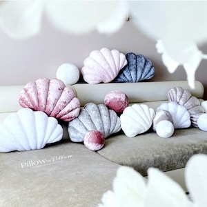 Seashell Velvet Cushion,shell Shape Pillow,baby PINK Decorative Cushion ...
