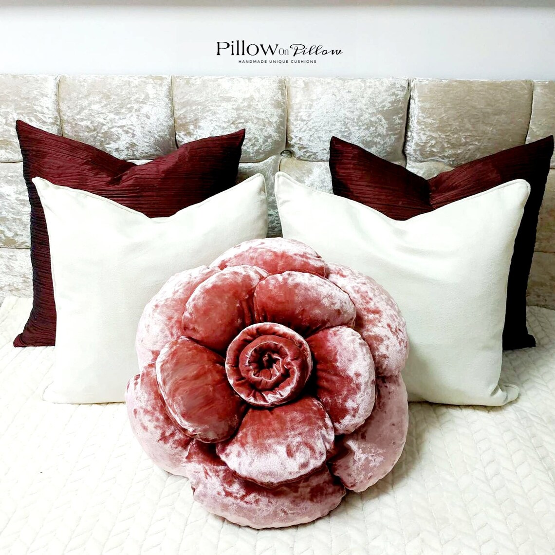 Luxury GOLD ROSE Rose,reversible Cushion,rose Shape Pillow,giant Flower ...