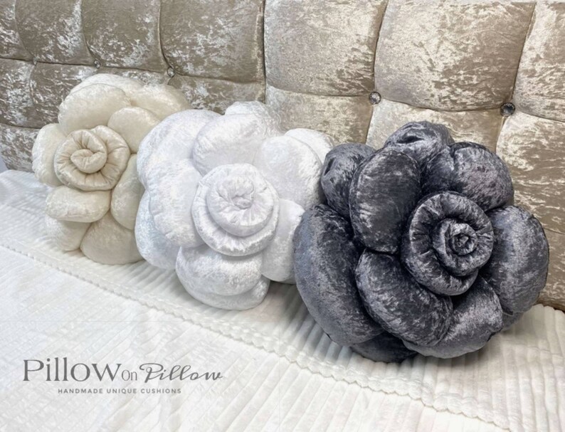 Luxury WHITE Rose,reversible Cushion,rose Shape Pillow,giant Flower ...
