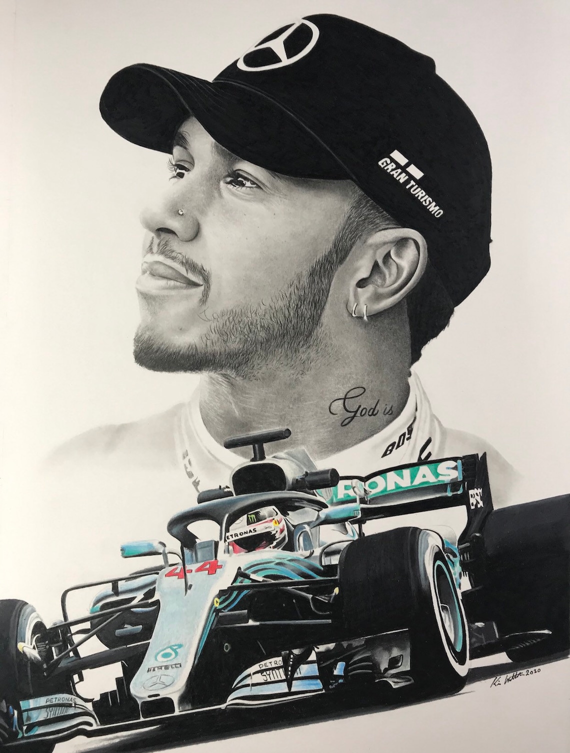 Lewis Hamilton Hand drawn portrait | Etsy