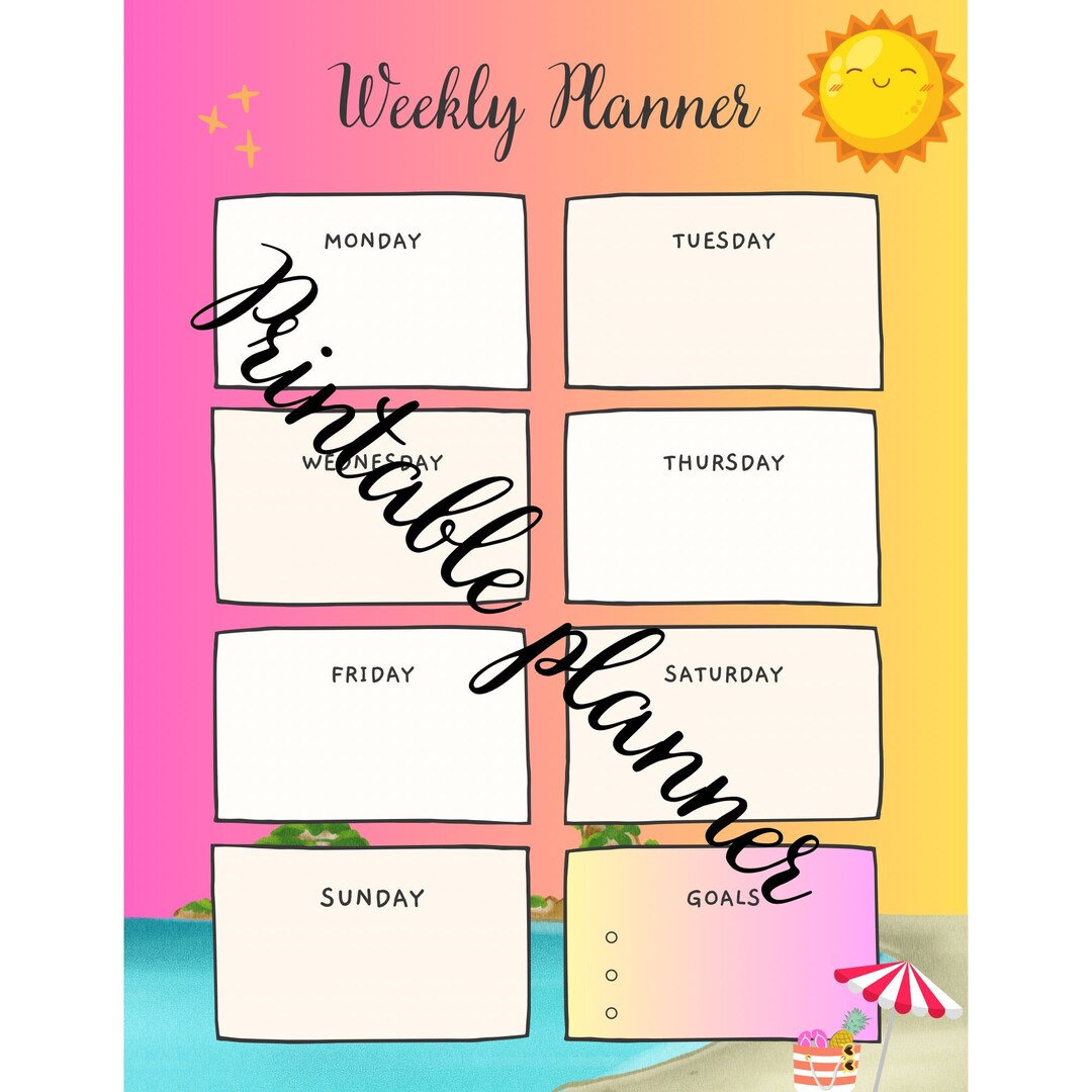 Summer Vibes Printable Weekly Planner - Etsy