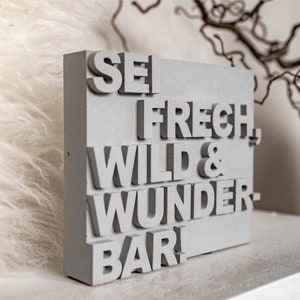 LETTER BRICK | Beton-Schild „Sei frech, wild und wunderbar ...