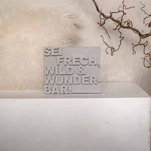 LETTER BRICK | Beton-Schild „Sei frech, wild und wunderbar ...
