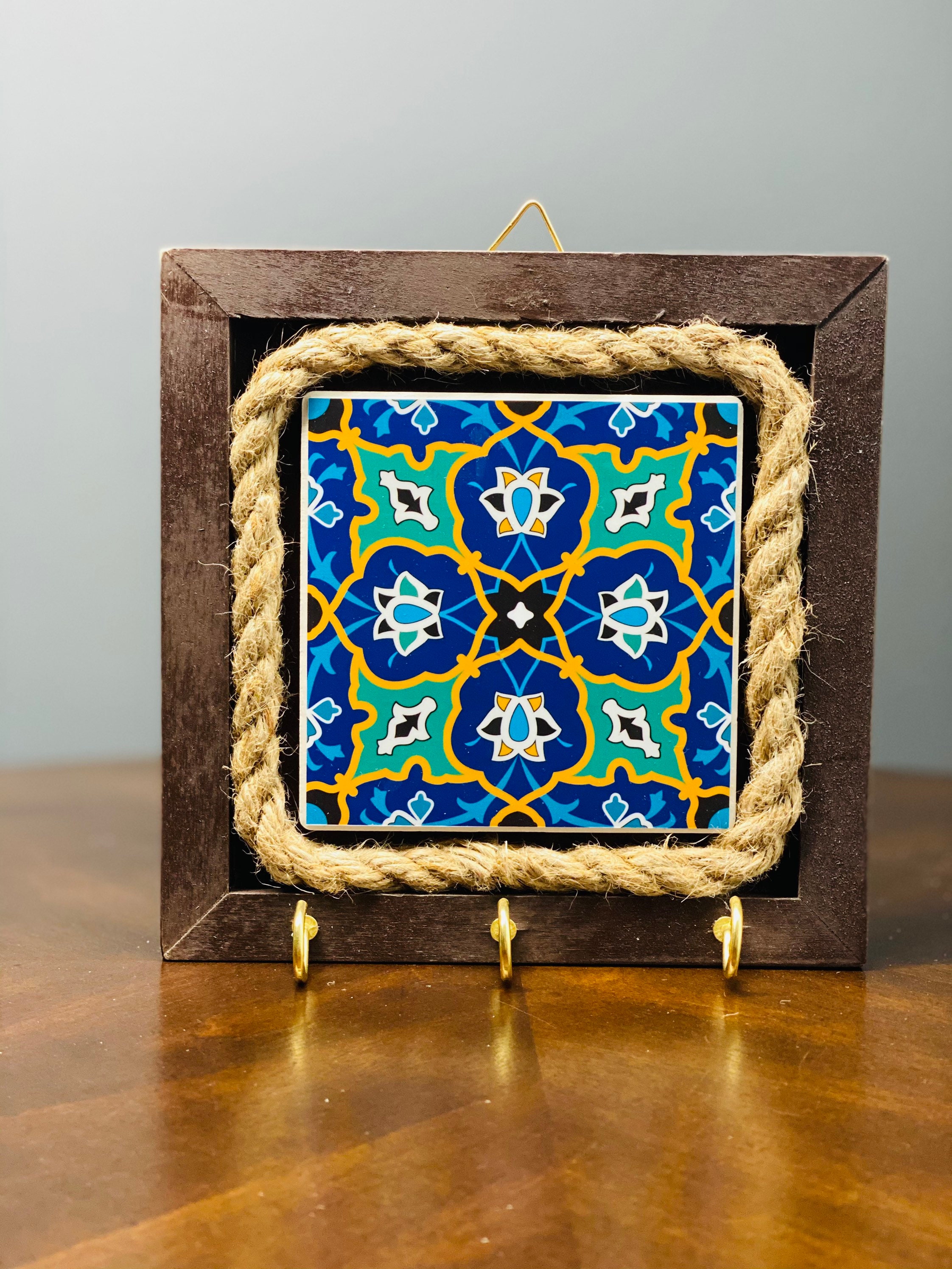 Decorative Key Hanger, Framed Ceramic Tile, Jewelry Hanger, Jewelry ...