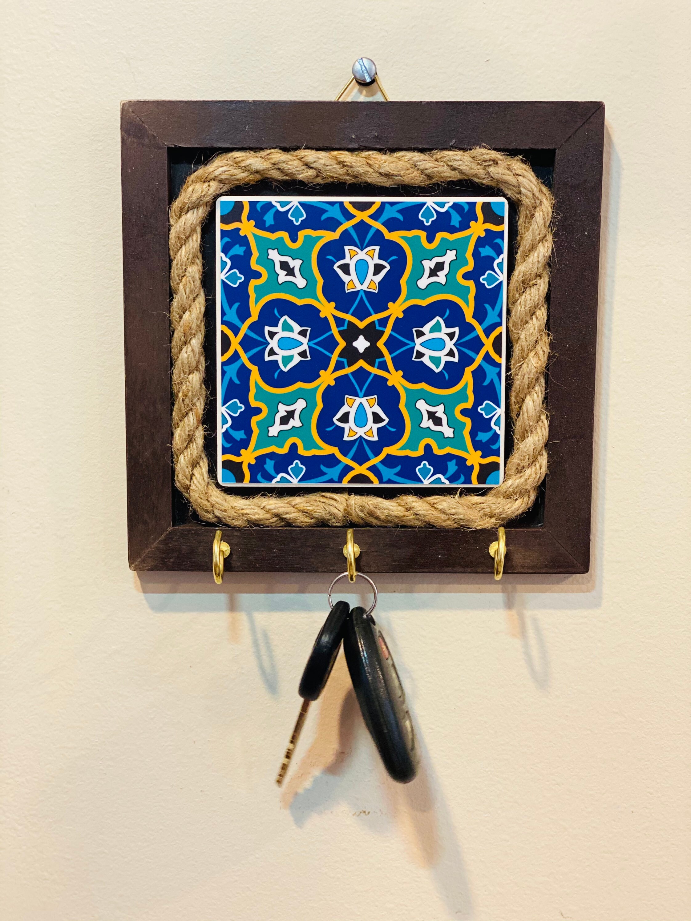 Decorative Key Hanger Framed Ceramic Tile Jewelry Hanger | Etsy