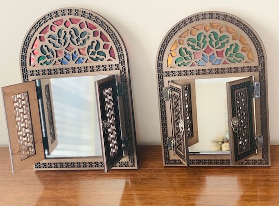 Persian Style Vintage Wooden Mirror - Etsy