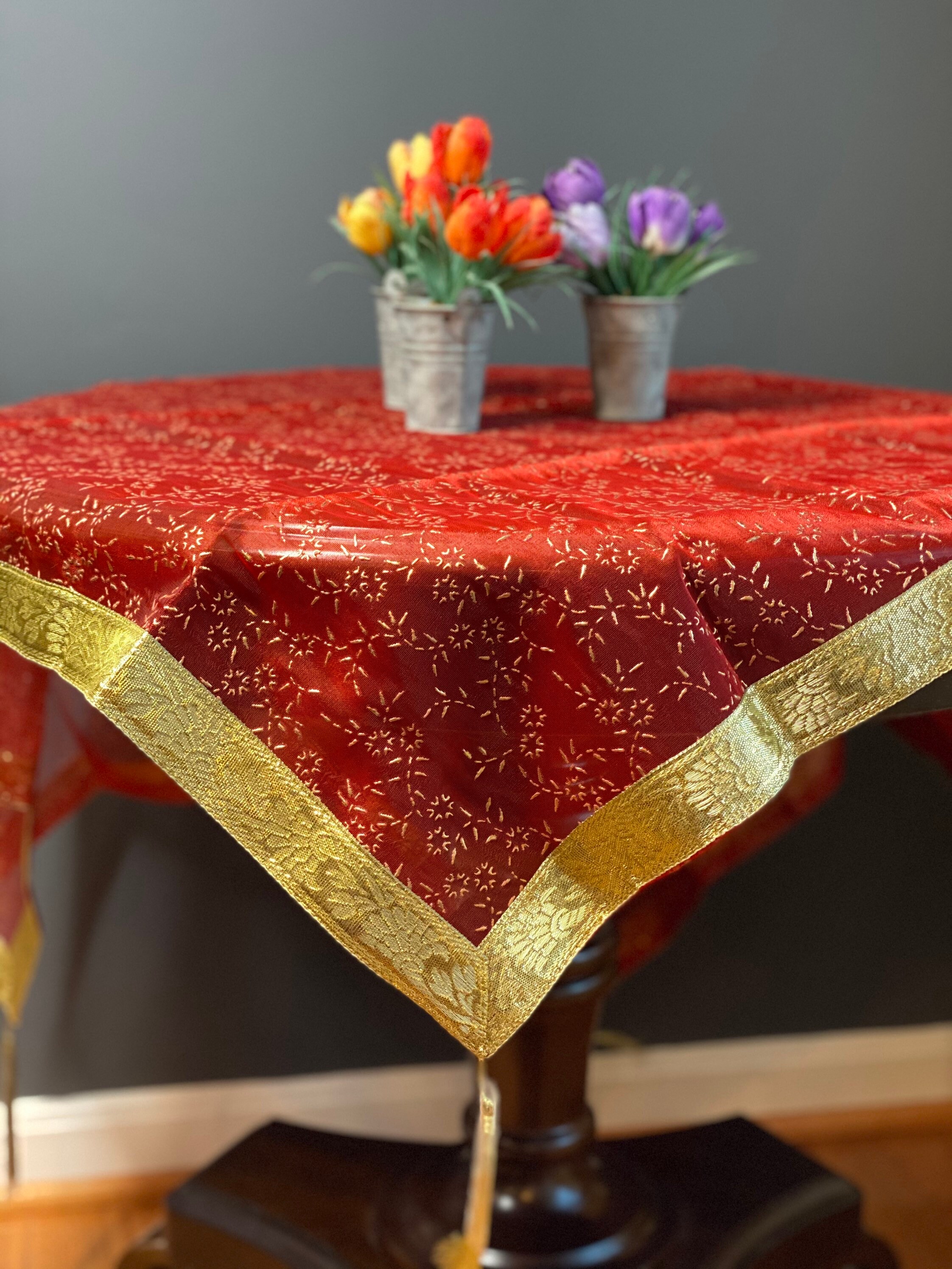 Beautiful Embossed Design Tablecloth Table Topper Table | Etsy