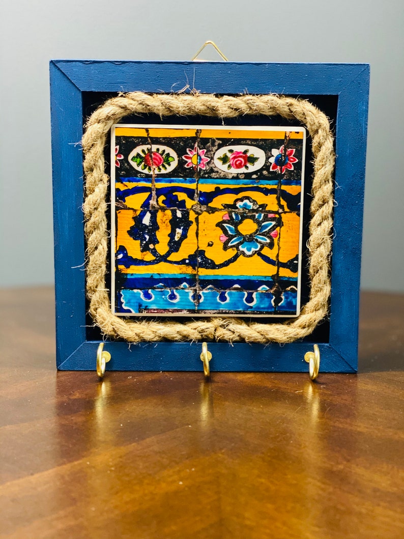 Decorative Key Hanger, Framed Ceramic Tile, Jewelry Hanger, Jewelry ...