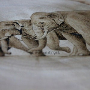Handmade Wood Burn Elephants Family,pyrography Art,elephants,wood Burn ...