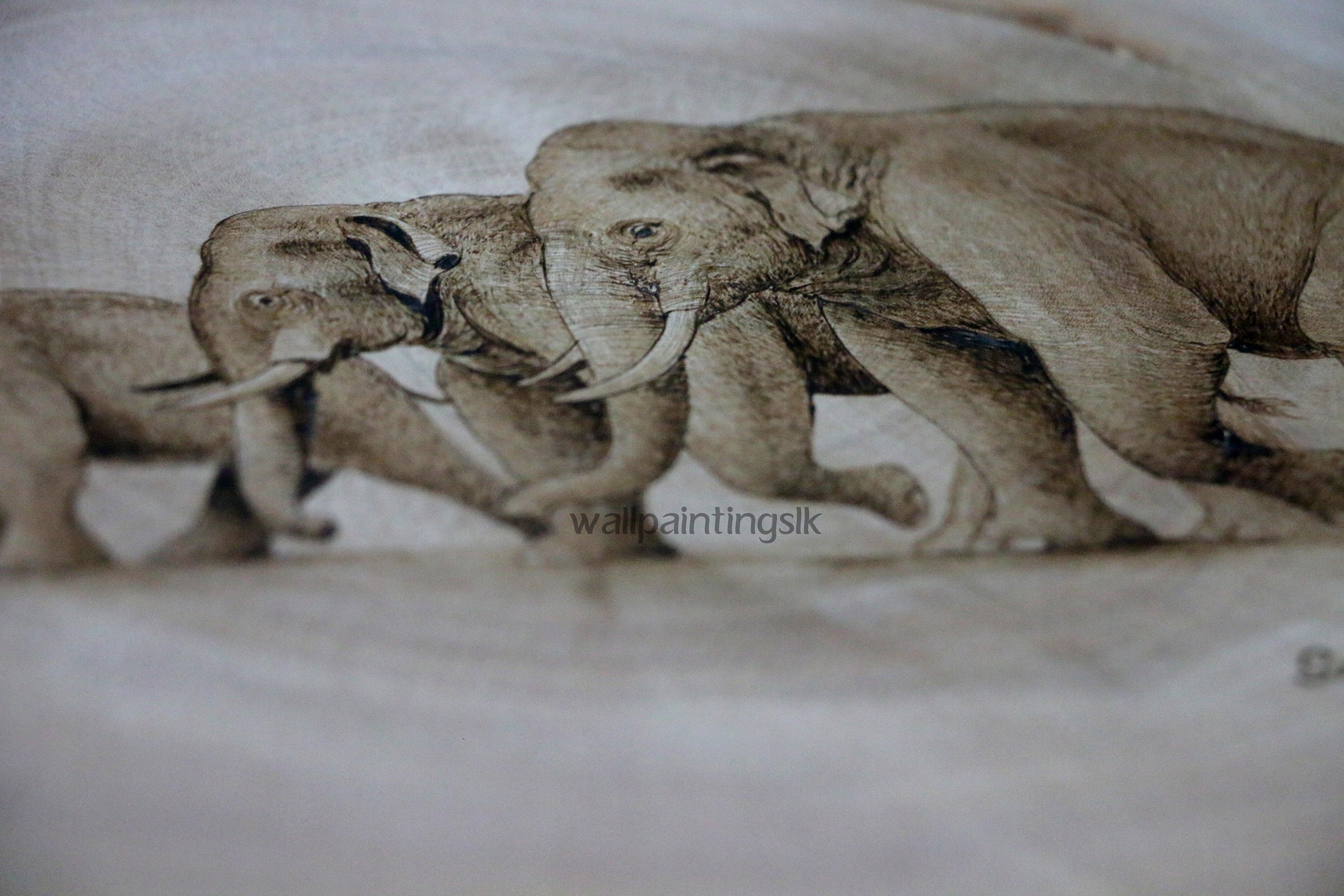 Handmade Wood Burn Elephants Family,pyrography Art,elephants,wood Burn ...