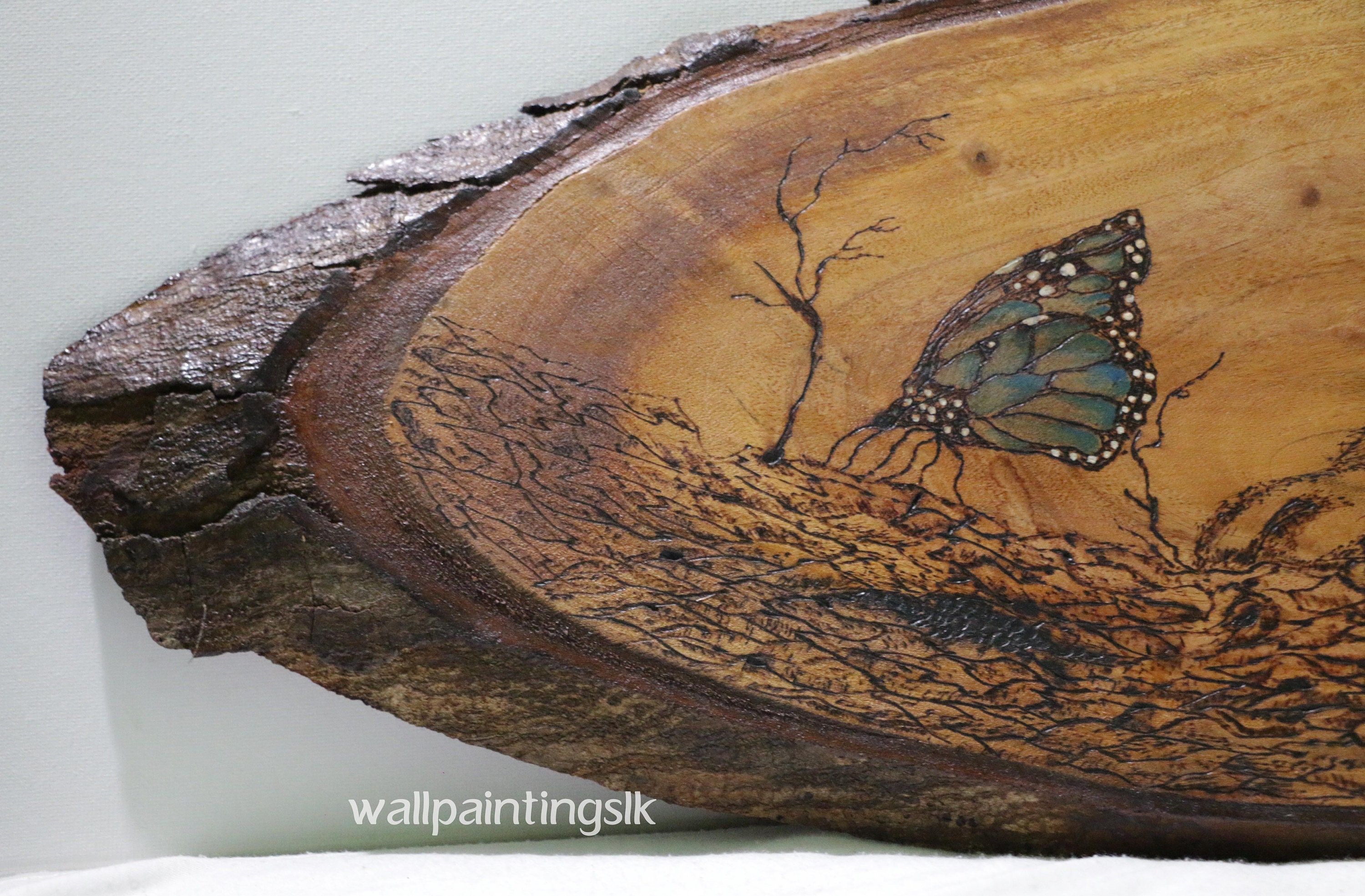 Holzbrand Pyrografie Kunst,Katze vs Schmetterling,Holz brennen Kunst ...