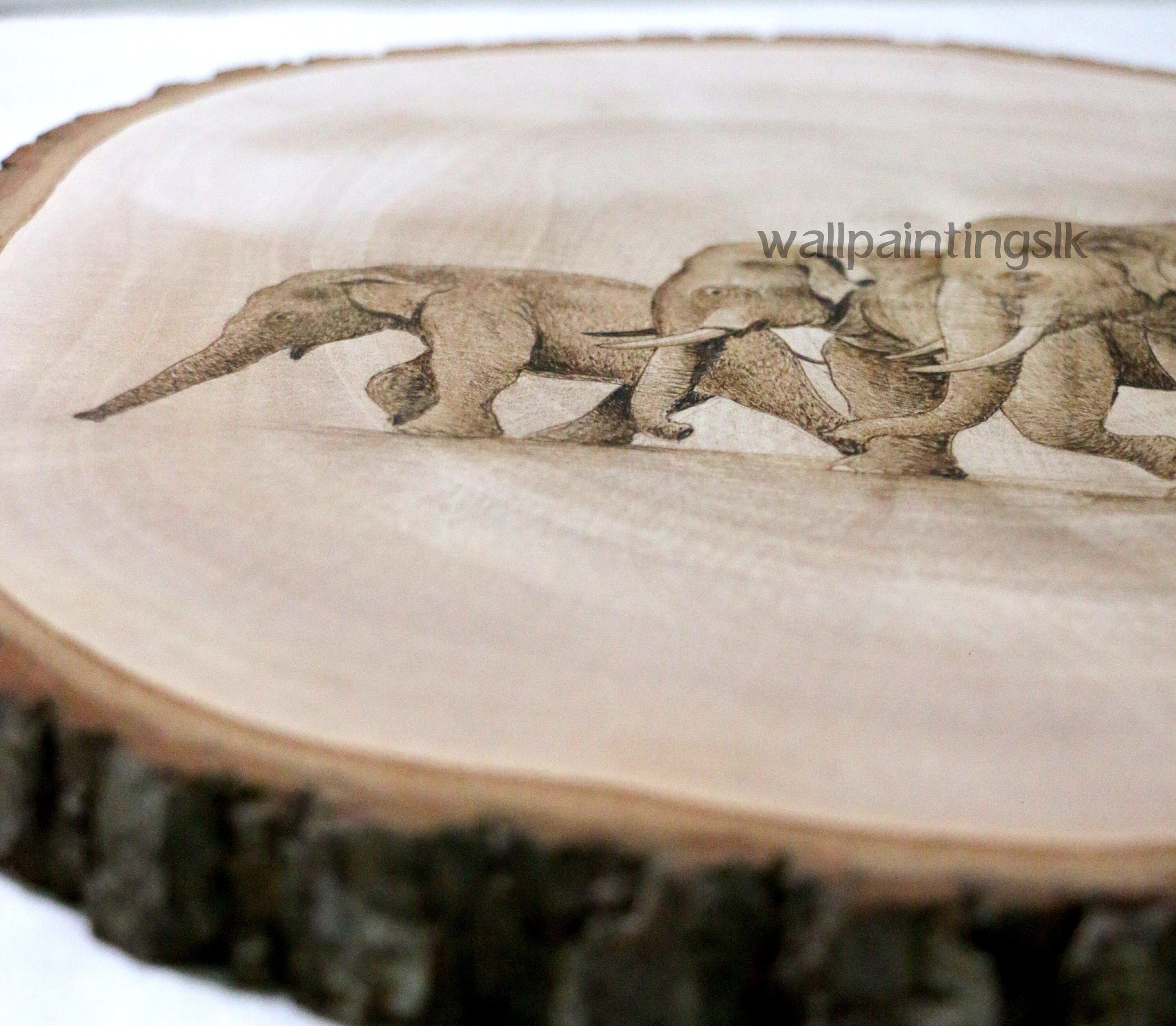 Handmade Wood Burn Elephants Family,pyrography Art,elephants,wood Burn ...