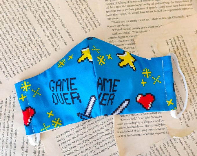 Video Game Cotton Face Mask Adults & Kids, Handmade, Washable Gaming ...