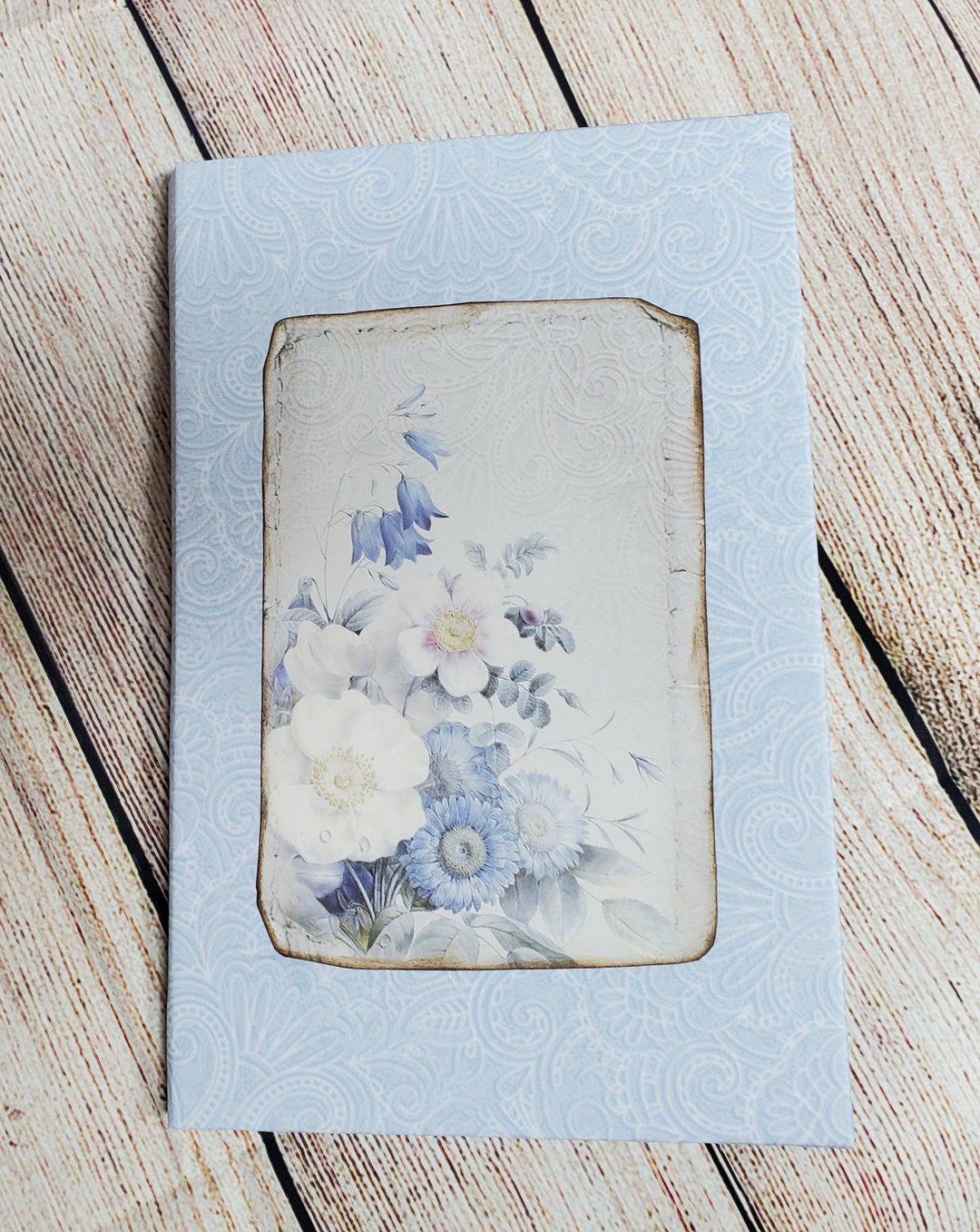 Legal Pad With Elegant Chipboard Cover......blue Flowers - Etsy