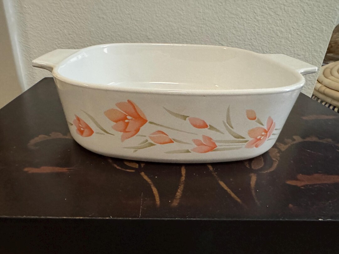 Rare Vintage Peach Floral Corningware Casserole Dish (no Lid) A2B - Etsy