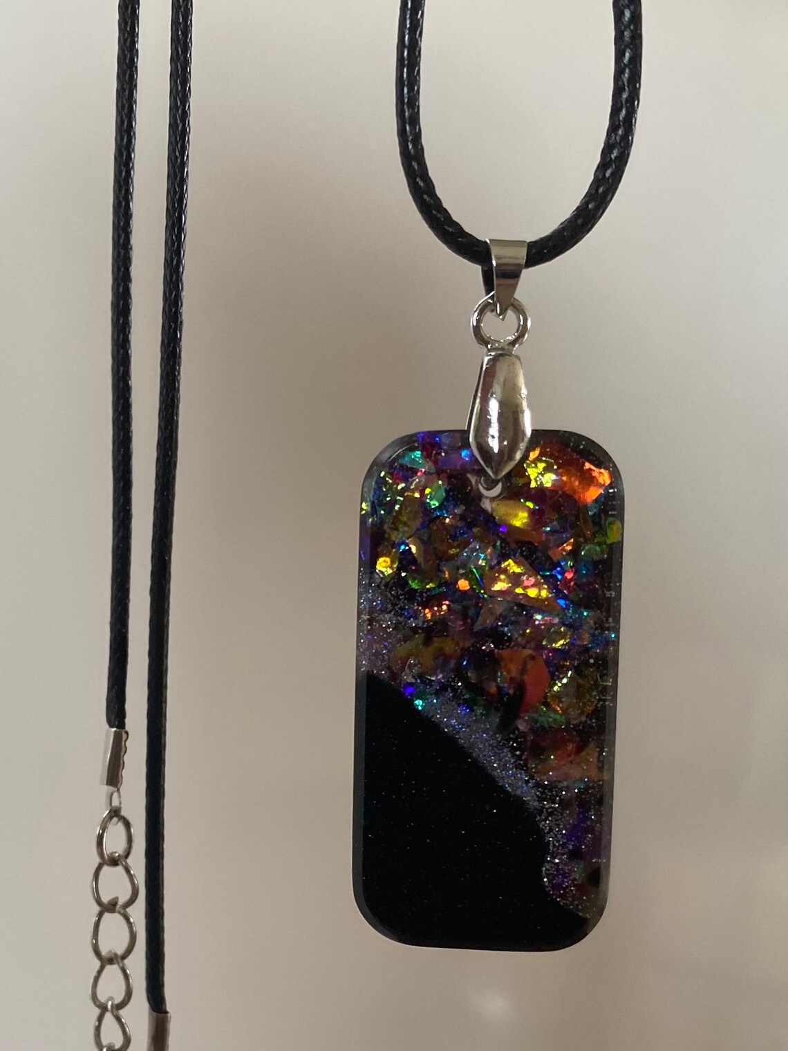 Collier Noir Brillant Pendentif Noire Pendentif Pailleté - Etsy France