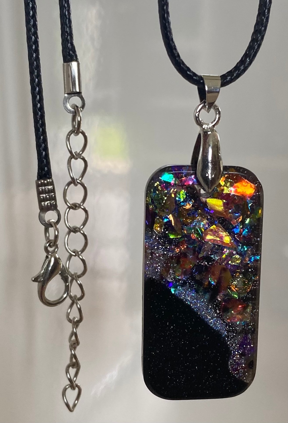 Collier Noir Brillant Pendentif Noire Pendentif Pailleté - Etsy France