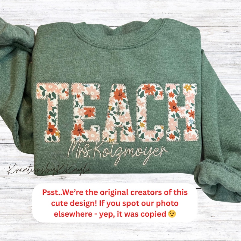 Teacher Stitched Crewneck - Etsy